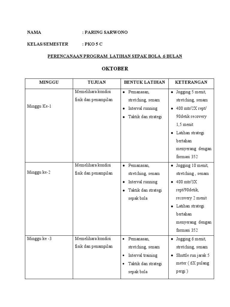 Program Latihan Sepak Bola | PDF