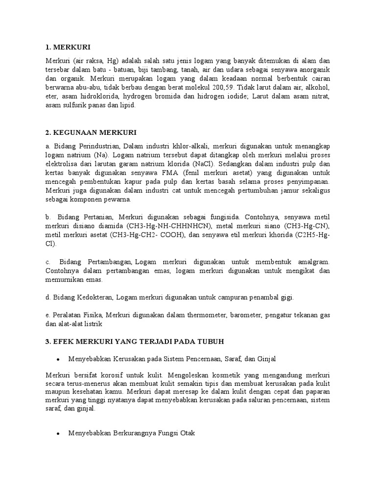 Kegunaan dan Bahaya Merkuri | PDF