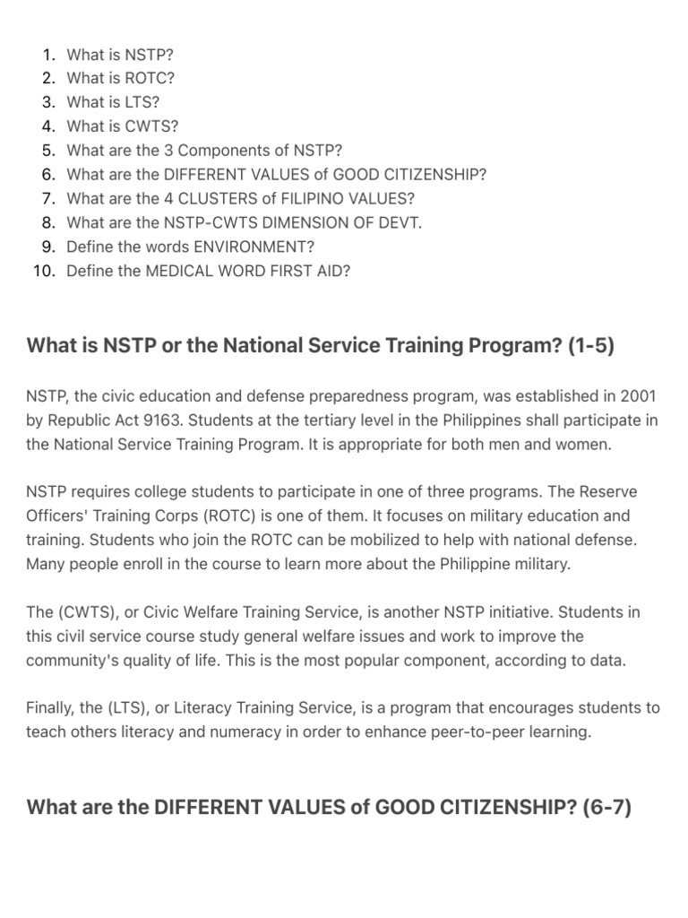 What Is NSTP or The National Service Training Program? (1-5) | PDF ...
