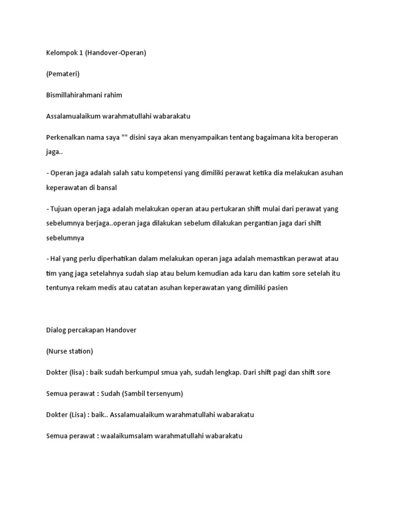 Dialog Percakapan Operan | PDF