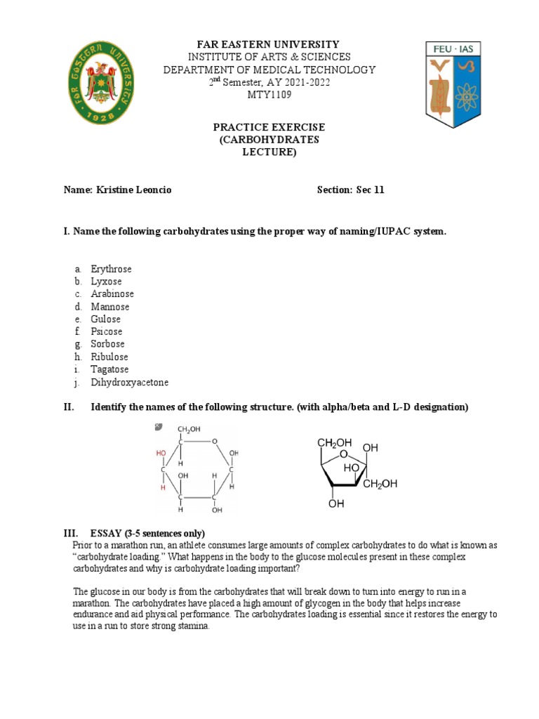 Carbohydrate Naming and Loading Explained | PDF