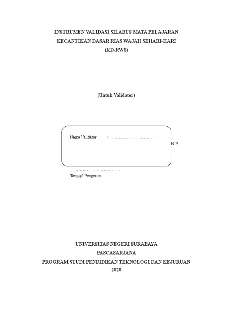 Lembar Validasi Perangkat (Silabus, RPP, LKS) | PDF