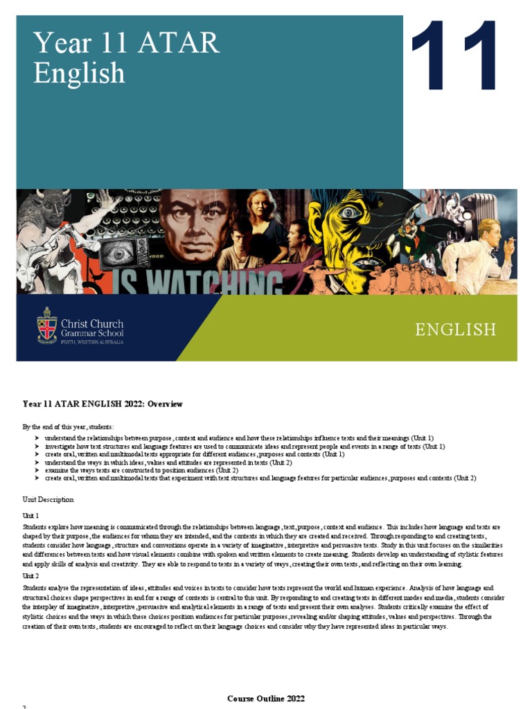 Year 11 English ATAR Course Outline (2022) | PDF | Narrative | Essays