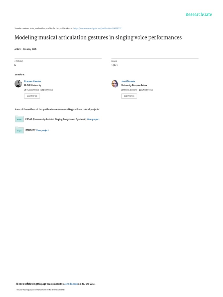 Modeling Musical Articulation Gestures in Singing | PDF | Image ...