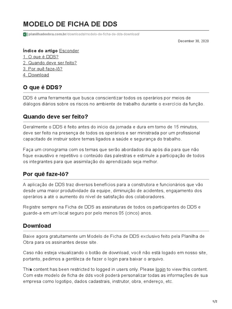 MODELO de FICHA de DDS | PDF