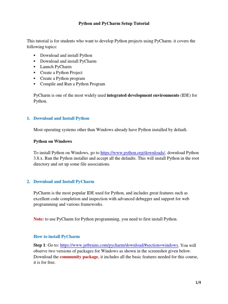 Python and PyCharm Setup Tutorial | PDF | Python (Programming Language) | Computer File