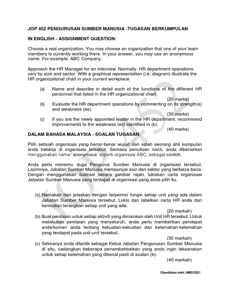 TUGASAN HRM 2021 Jop452 | PDF