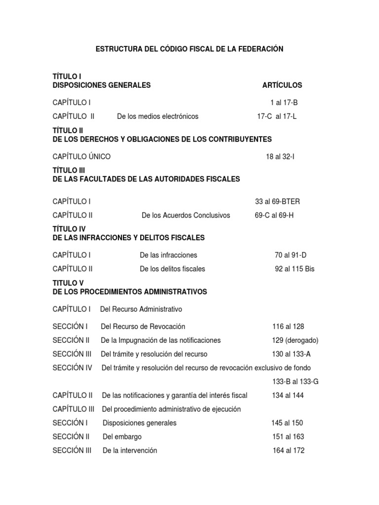 Estructura Del Código Fiscal de La Federación 2021 | PDF