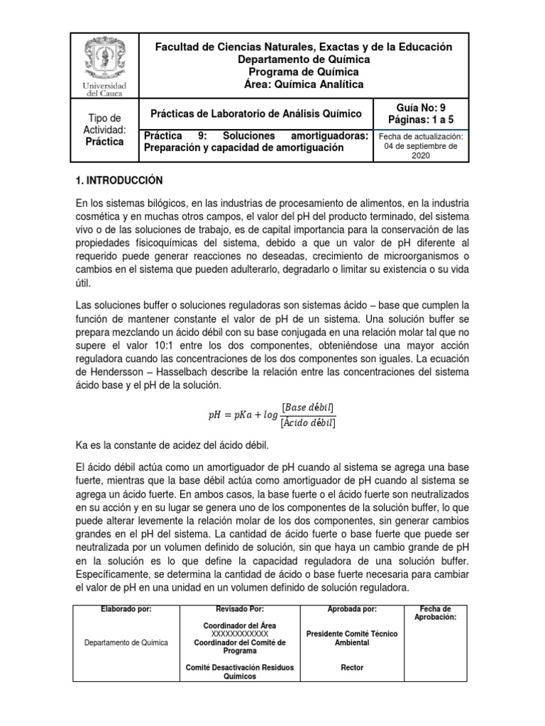 Soluciones Amortiguadoras | PDF | Ph | Solución tampón