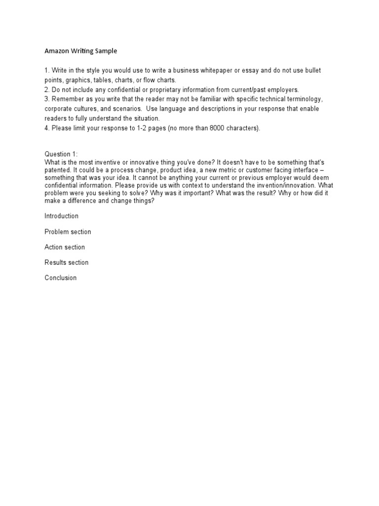 Amazon Writing Sample | PDF