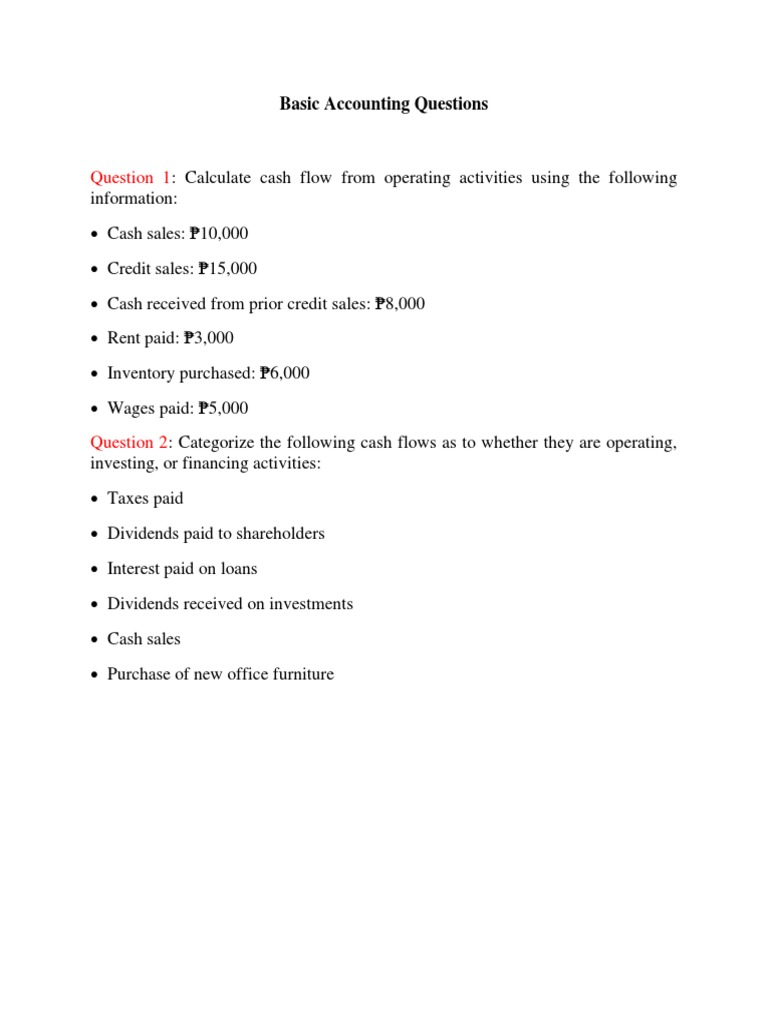 Basic Accounting Questions 2 | PDF | Finance & Money Management