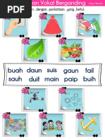 Lembaran Kerja Perkataan Vokal Berganding Ayat Mudah 2 | PDF