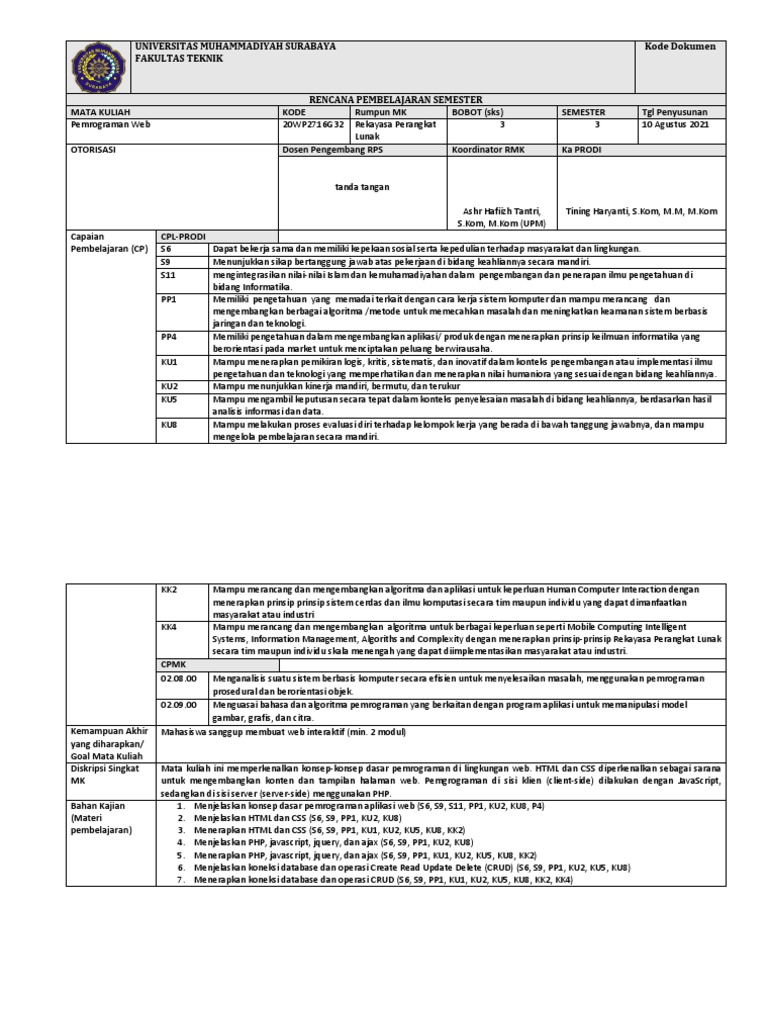 RPS Pemrograman Web | PDF