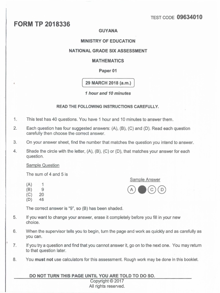 National Grade 6 Assessment 2018 Mathematics Paper 1 | PDF | Triangle ...