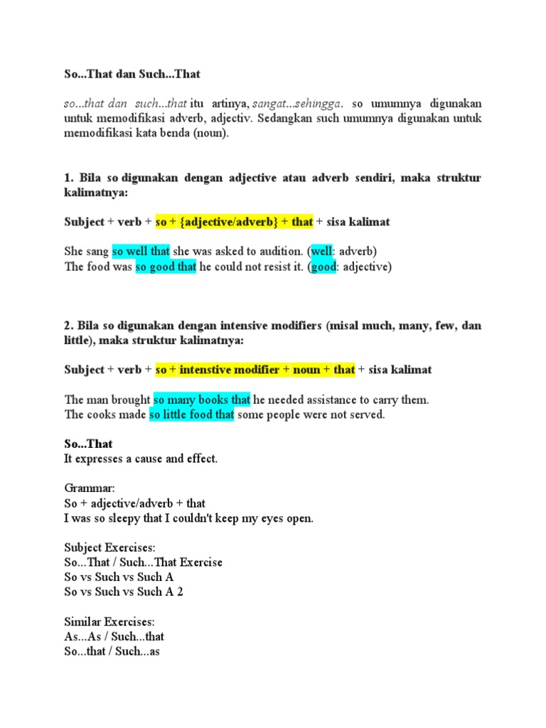 So...That vs Such...That Explained | PDF | Adjective | Adverb