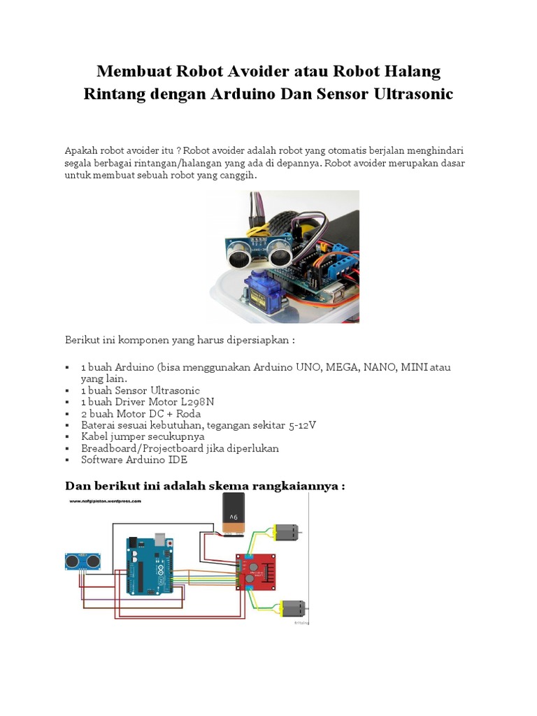 Membuat Robot Avoider Atau Robot Halang Rintang Dengan Arduino Dan Sensor Ultrasonic | PDF