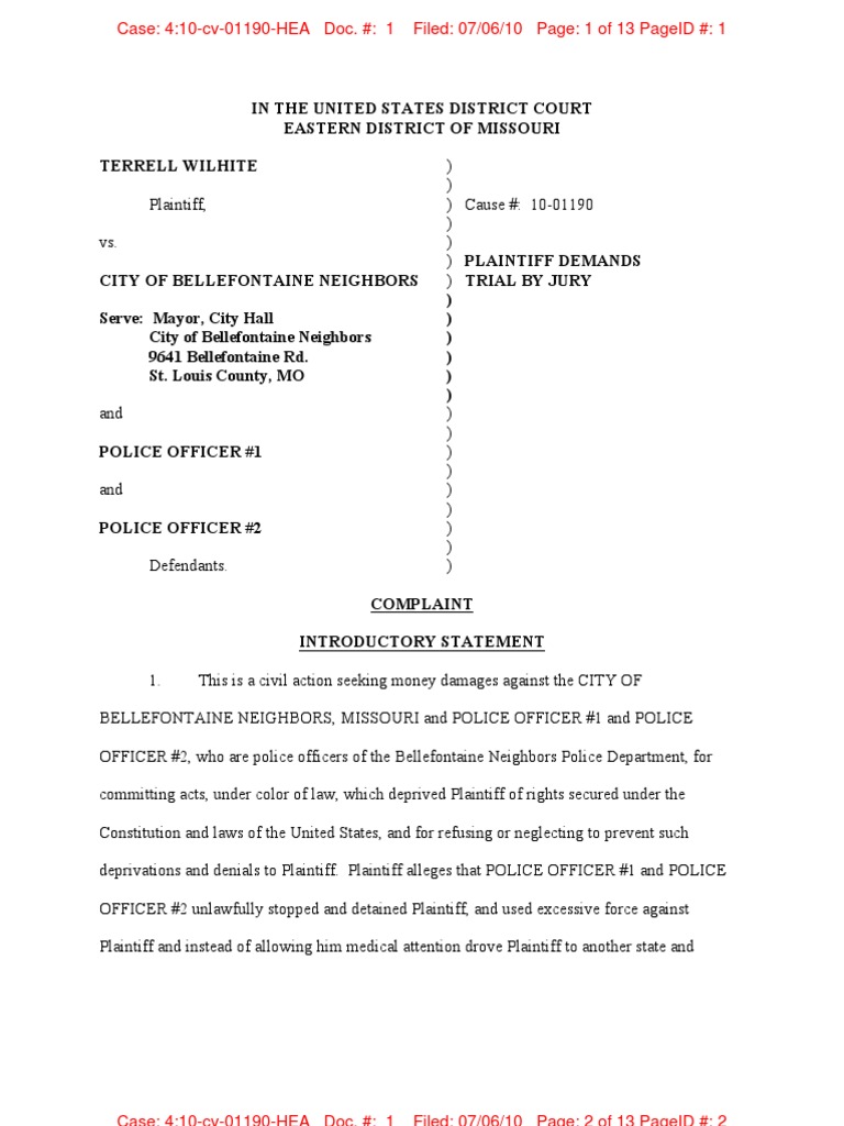 Wilhite Federal Complaint | Attorney's Fee | Damages | Free 30-day ...