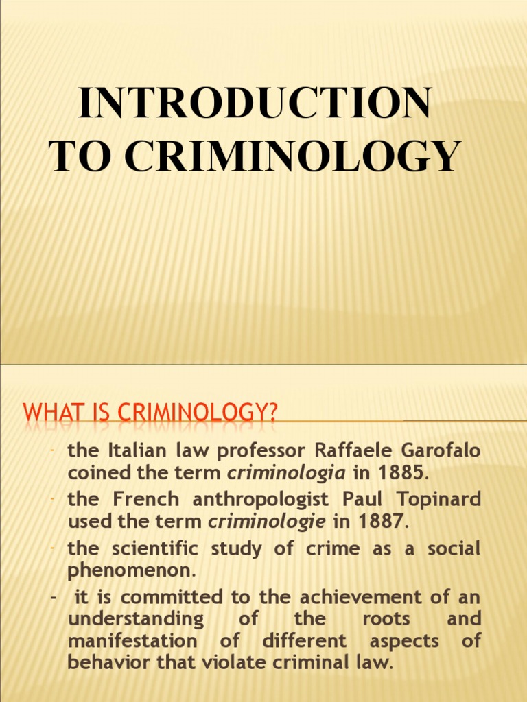 Introduction To Criminology PPT New | PDF | Id | Crimes