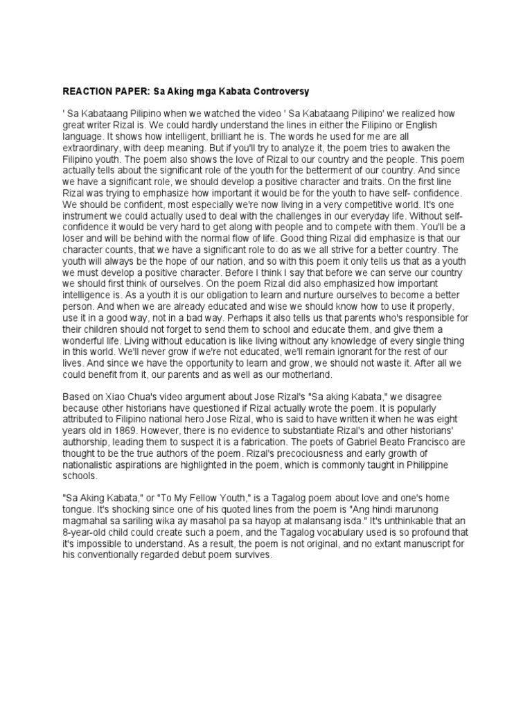 Reaction Paper | PDF | Tagalog Language | Cognition