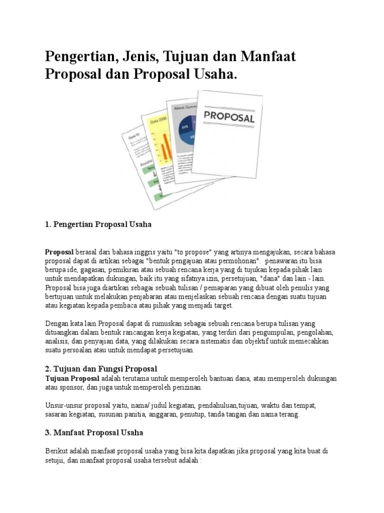 Manfaat dan Tujuan Proposal Usaha | PDF