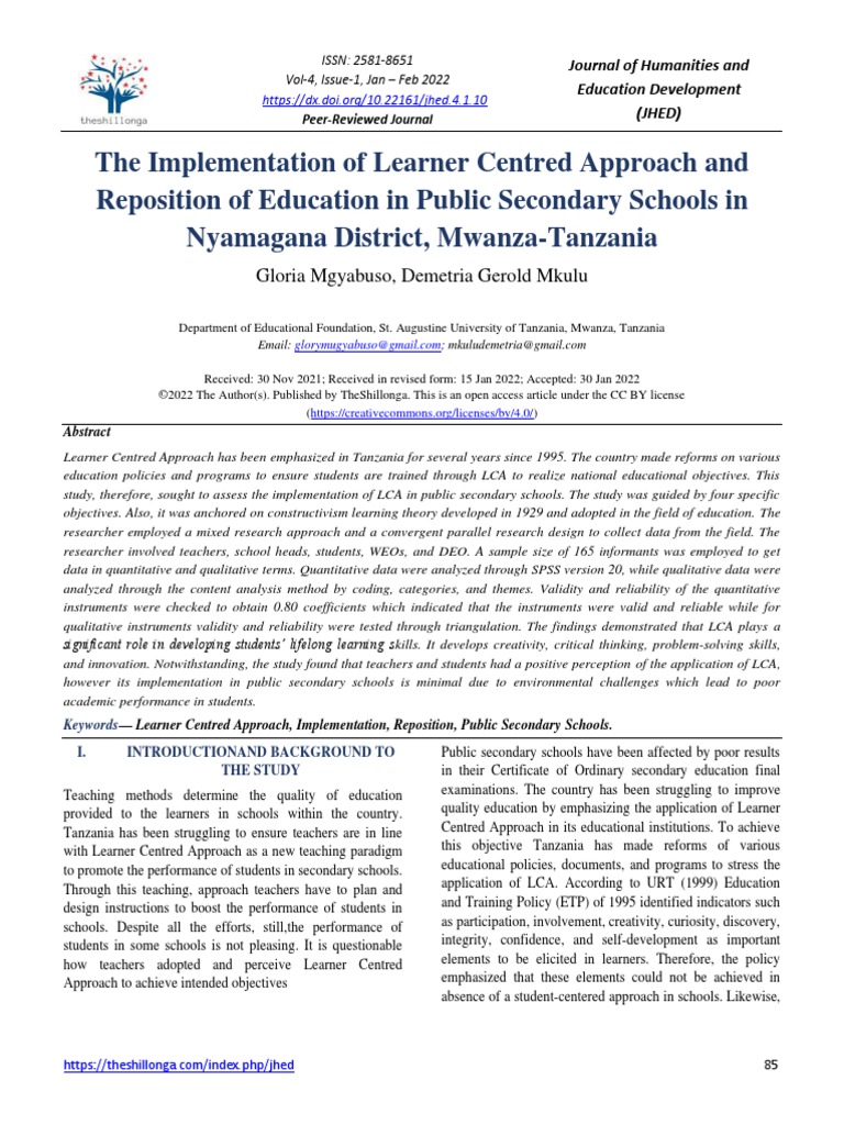 The Implementation of Learner Centred Approach and Reposition of ...