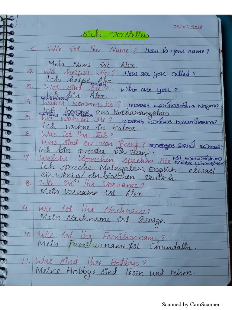 German A1 Language Notes PDF | PDF