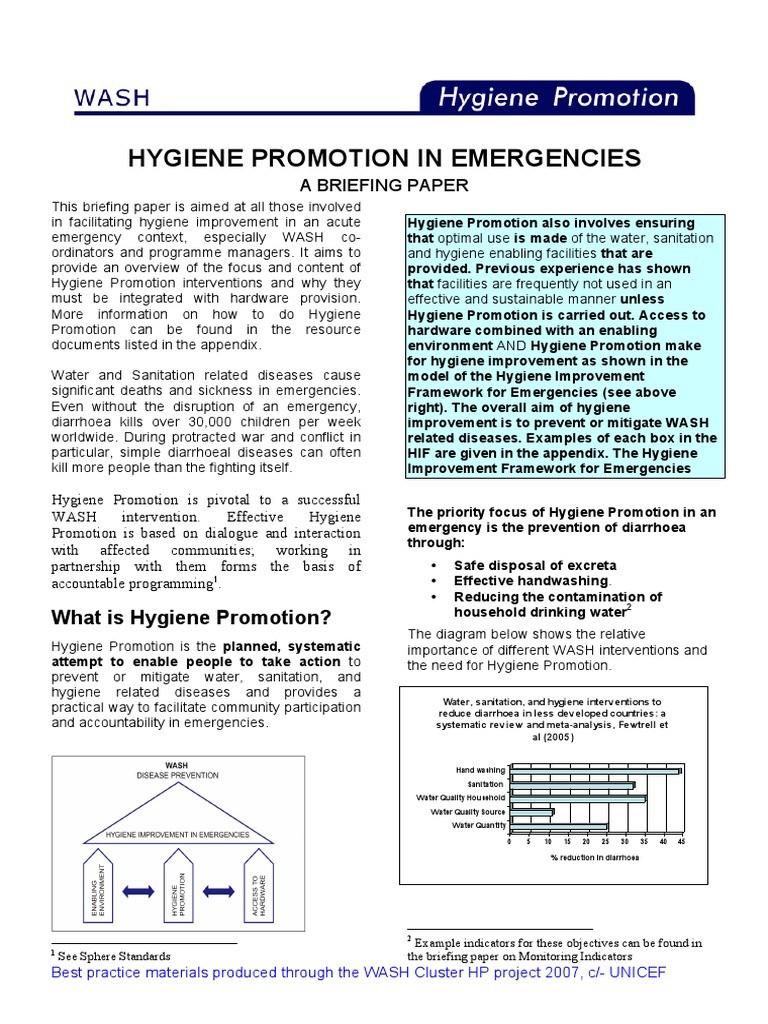Hygiene Promotion in Emergencies | PDF | Wash | Hygiene