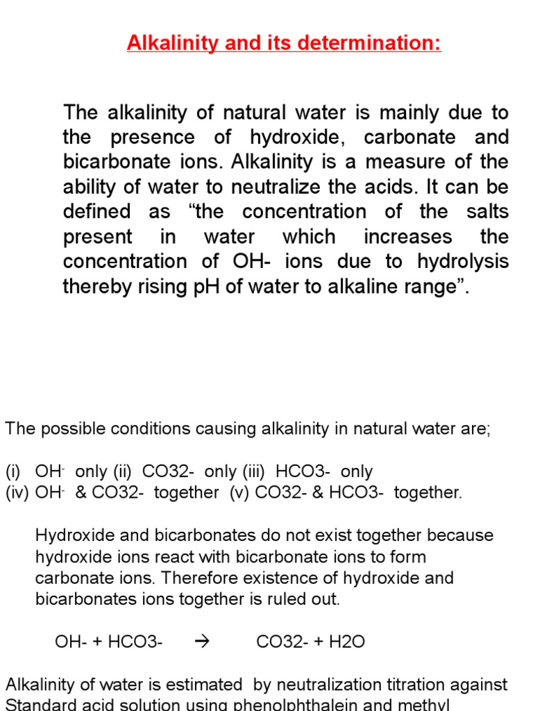 Determining Water Alkalinity by Titration | PDF | Alkalinity | Chemistry
