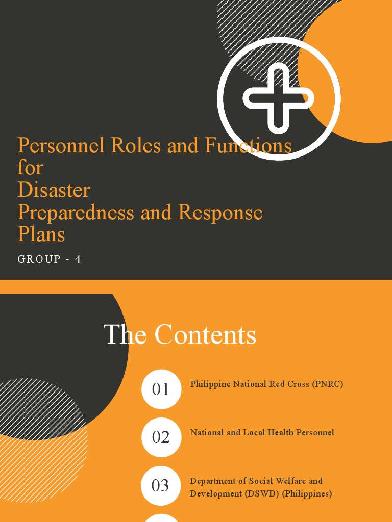 Personnel Roles and Functions For Disaster Preparedness and Response ...