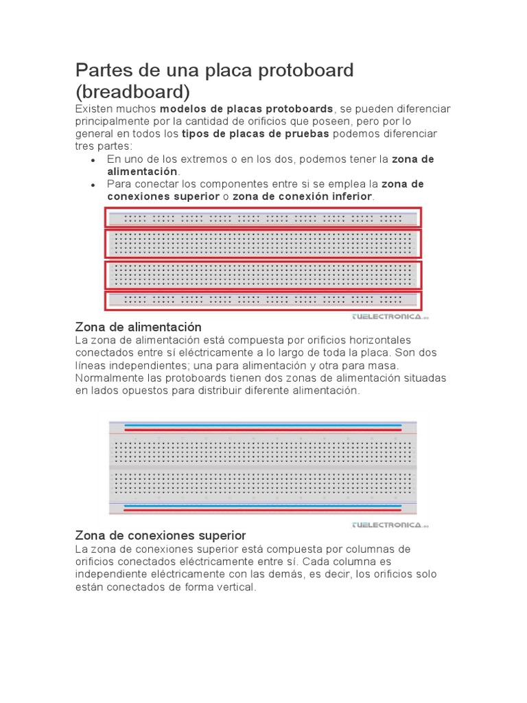 Partes de Una Placa Protoboard | PDF | Arduino | Ingenieria Eléctrica