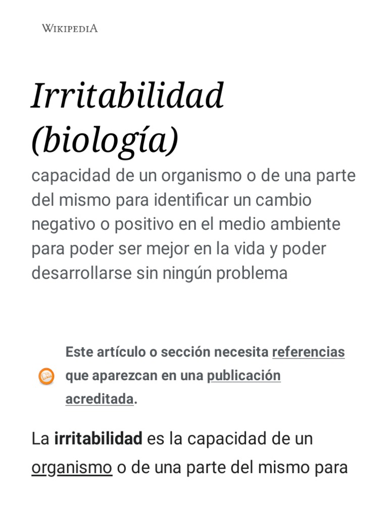 Irritabilidad (Biología) - Wikipedia, La Enciclopedia Libre | PDF ...