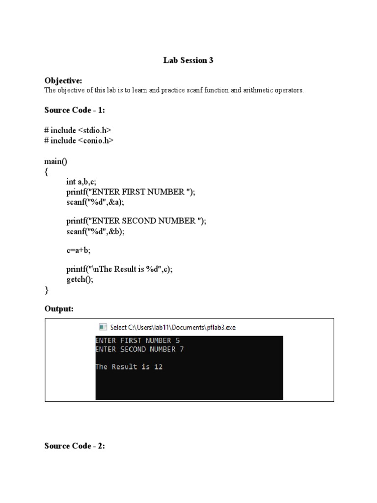 Lab Session 3 Objective: Source Code - 1 | Download Free PDF | Area ...
