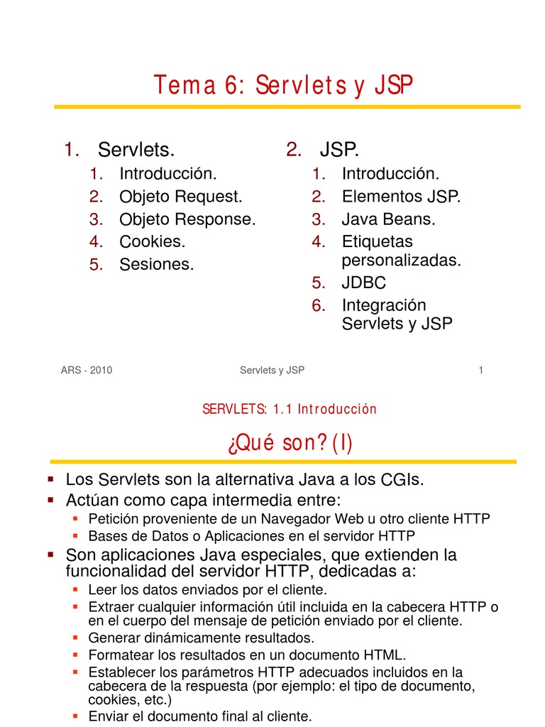 Tema6 Servlets y JSP | PDF | Páginas del servidor Java | Servlet Java