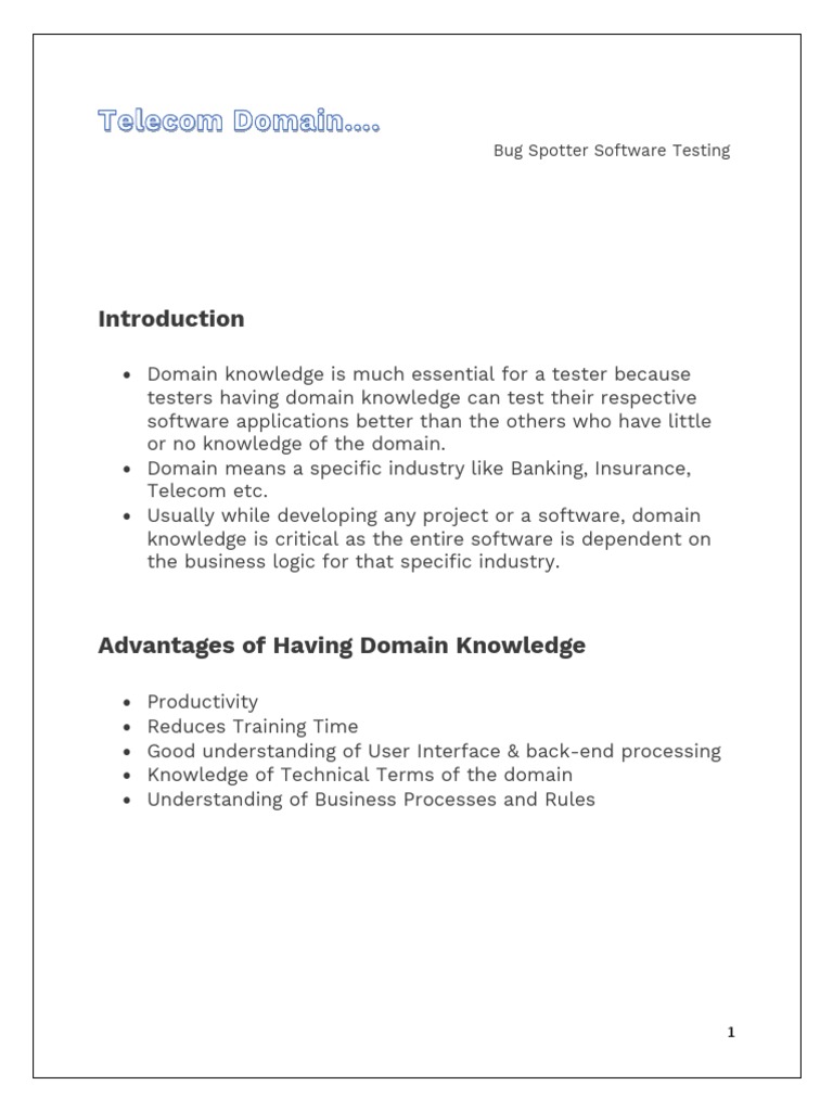 Telecom Domain | PDF | Telecommunications | Computer Network