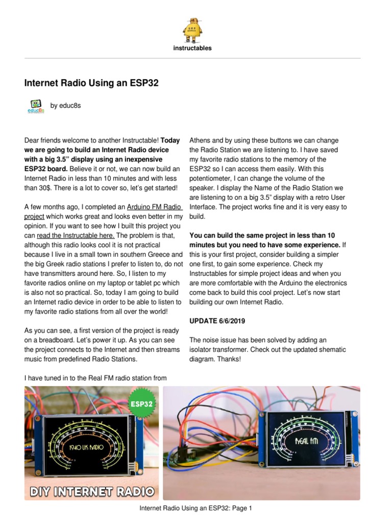 Internet Radio Using An Esp32 Instructables Pdf Mp3 Codec