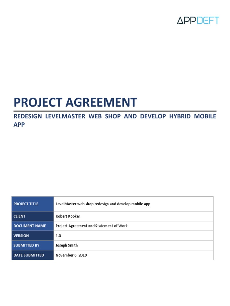 Project Agreement - Robert Rooker - LevelMaster Web and Mobile App - v1.0 | PDF | Web ...
