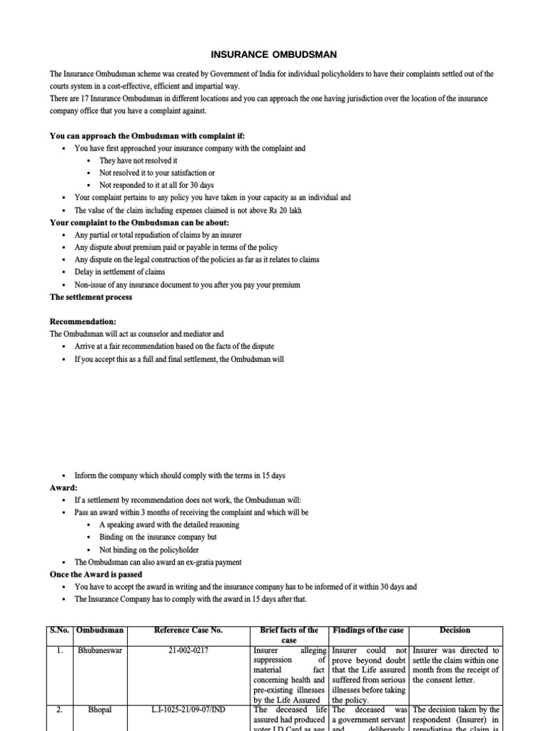 Insurance Ombudsman: You Can Approach The Ombudsman With Complaint If ...