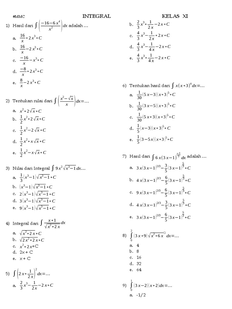 Soal Integral | PDF | Metode & Bahan Ajar