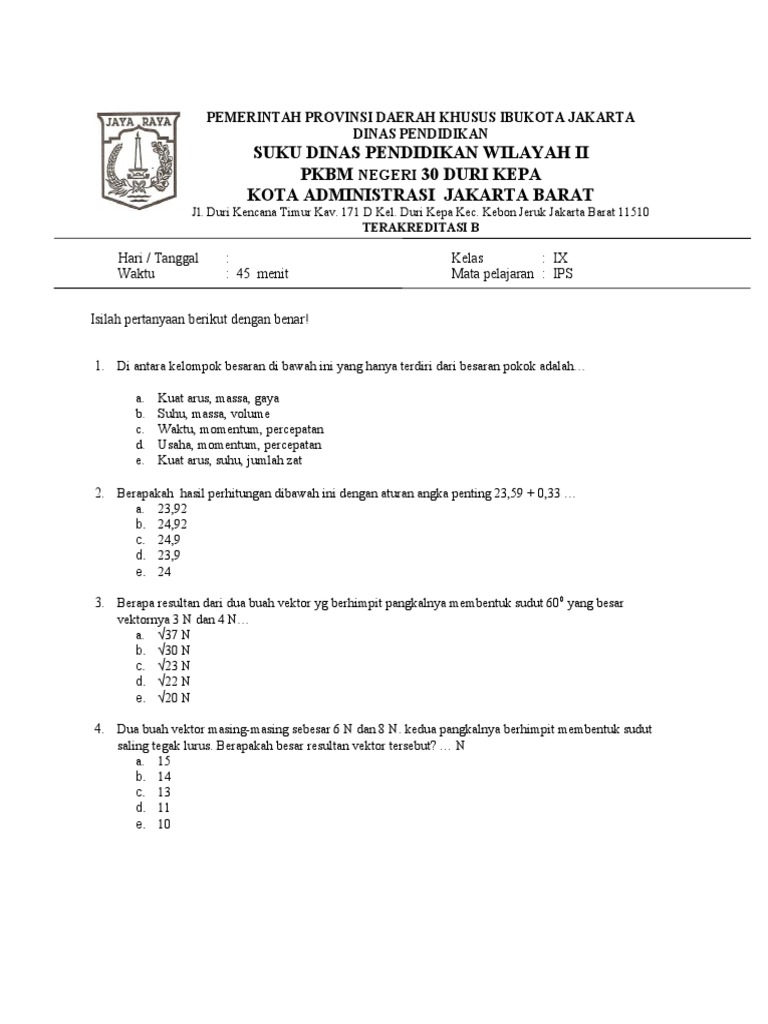 Contoh Kop Ujian | PDF