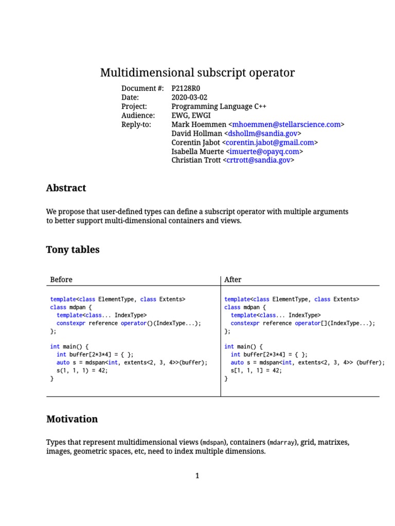 Multidimensional Subscript Operator | PDF | C++ | Computer Programming Multidimensional Subscript Operator | PDF | C++ | Computer Programming