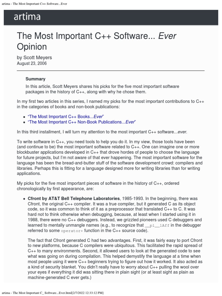 Artima - The Most Important C - Software... Ever | Download Free PDF ...
