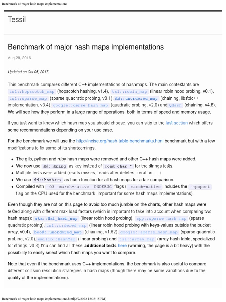 Benchmark of Major Hash Maps Implementations | PDF | Data | Applied ...