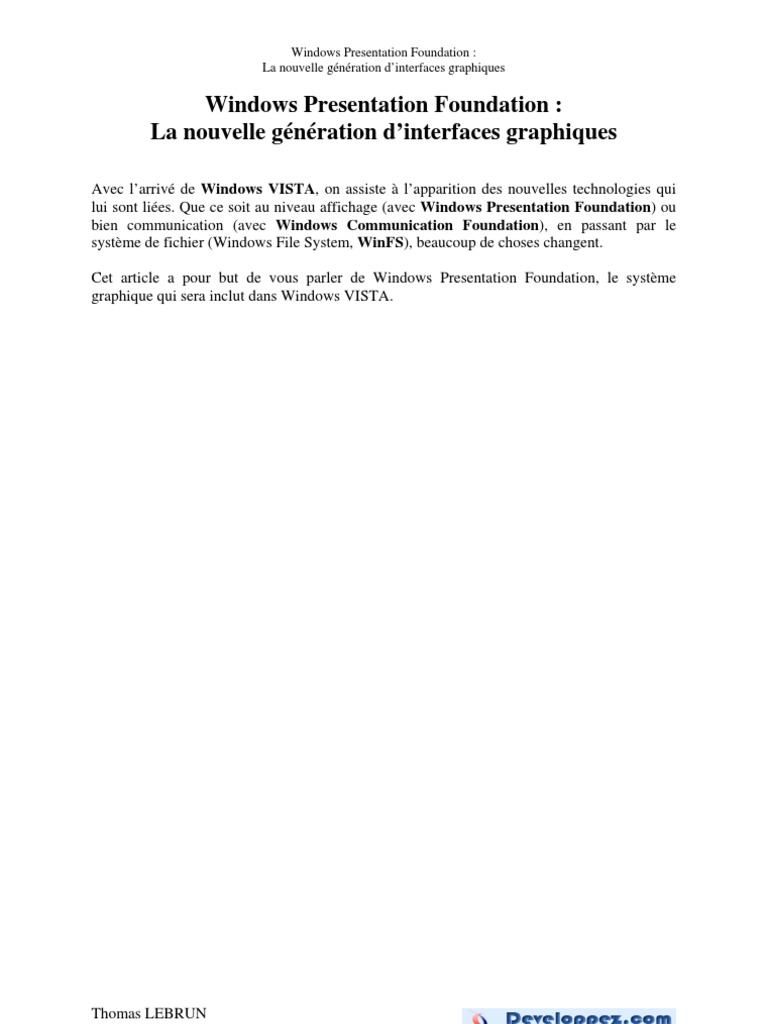 Windows Presentation Foundation | PDF | Windows Presentation Foundation | Framework .NET