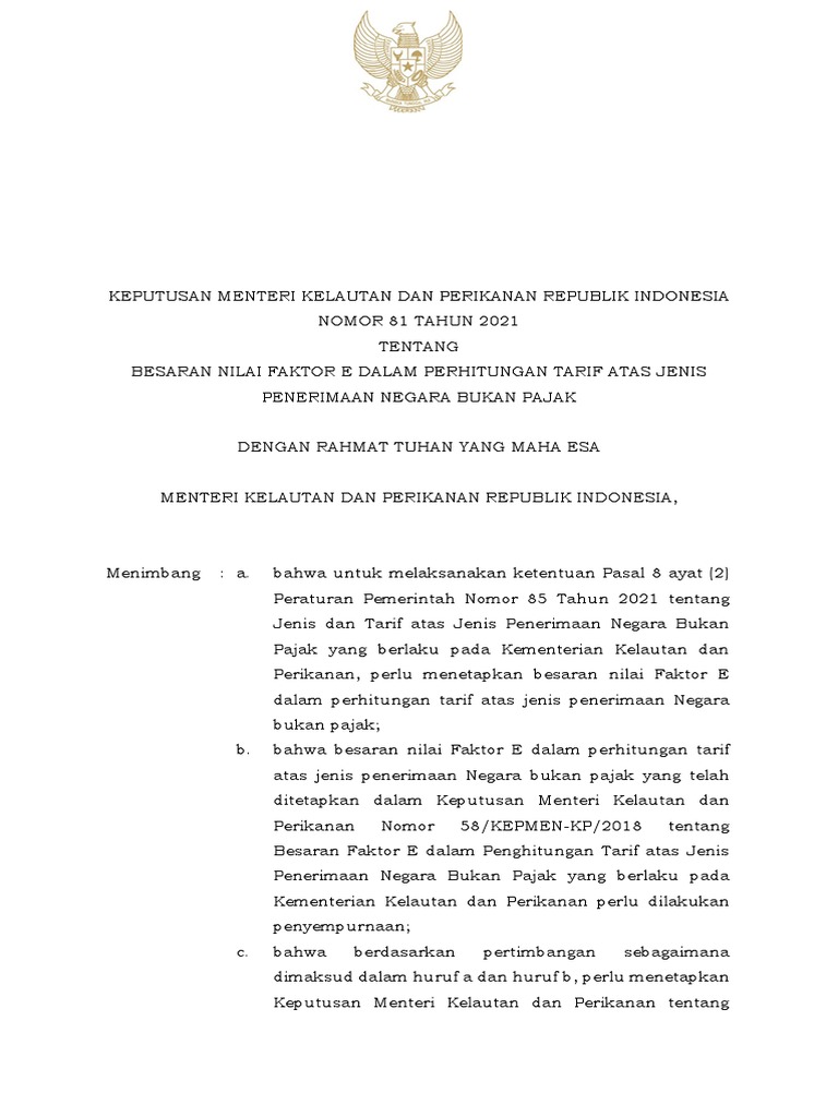09c87-81-Kepmen-Kp-2021 Tentang BESARAN NILAI FAKTOR E DALAM ...