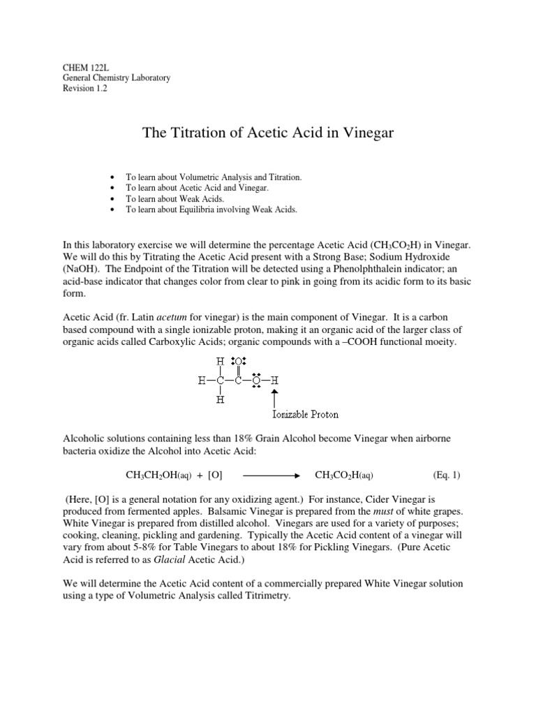 Chemistry Lab: Vinegar Titration | PDF | Titration | Chemistry