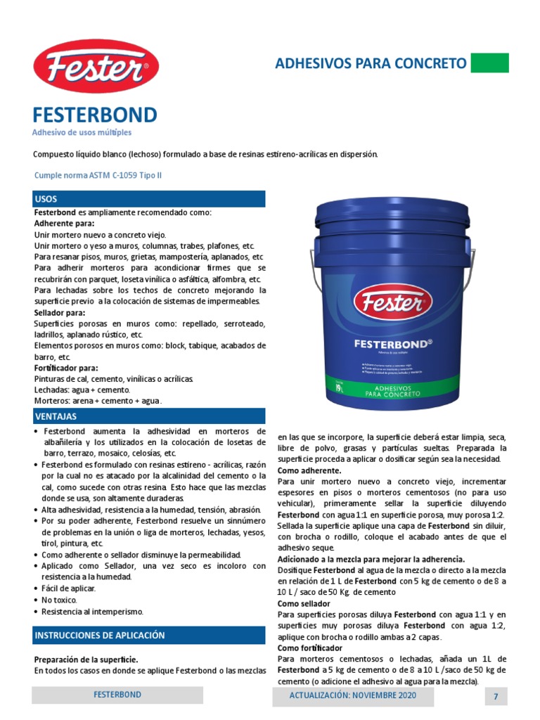Festerbond Fester MX | PDF | Hormigón | Cemento