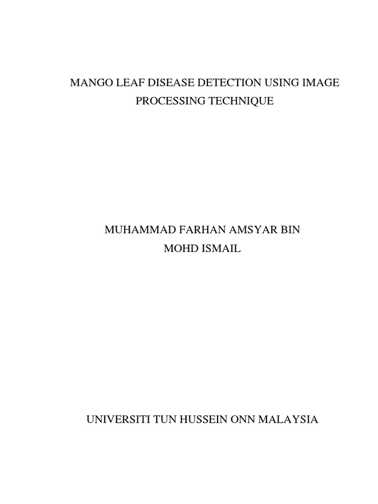 Mango Leaf Disease Detection Using Image Processing Technique