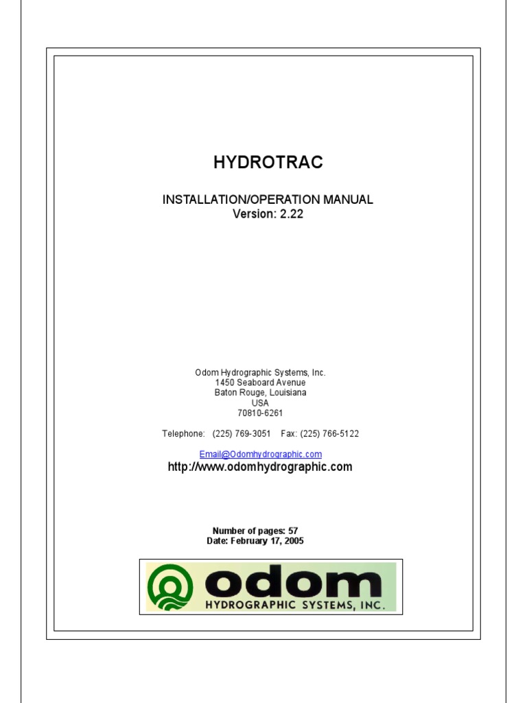Hydrotrac: Installation/Operation Manual | PDF | Hull (Watercraft) | Printer (Computing)