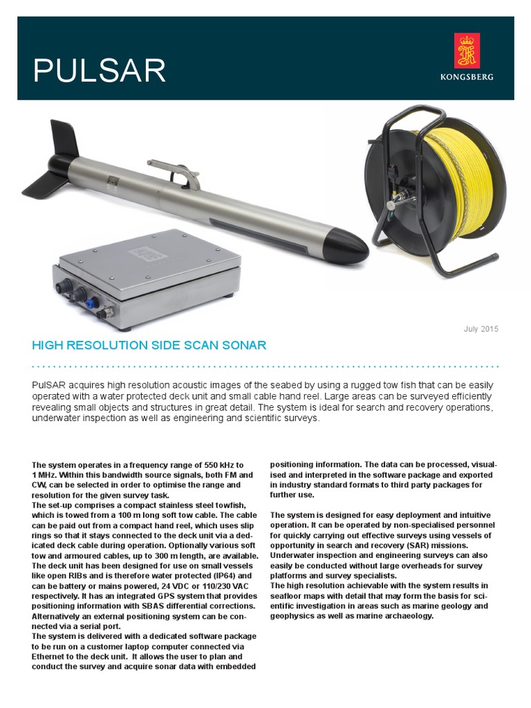 Pulsar: High Resolution Side Scan Sonar | PDF | Sonar | Frequency ...