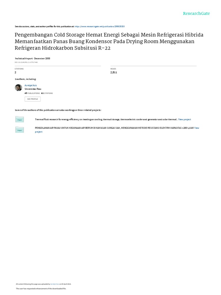 Azridjal Aziz - Pengembangan Cold Storage Hemat Energi Sebagai Mesin ...